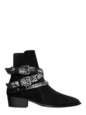 Amiri Bandana Buckle Ankle Boots - Black