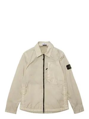 Stone Island Compass Patch Zip-up Jacket - White