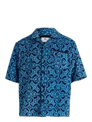 MARINE SERRE Oriental Aquarius Bowling Shirt - Blue