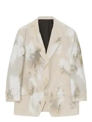 Yohji Yamamoto Classic Twill Printed Jacket - Cream