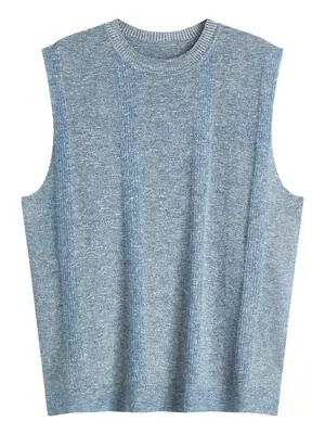 MAISON MARGIELA Chiné Knit Tank Top - Blue
