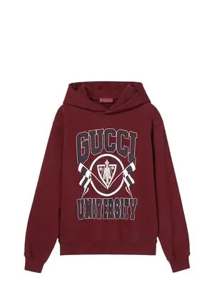 Gucci Printed Jersey Hoodie - Red