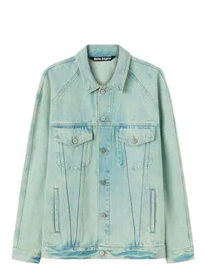 Palm Angels Overdyed Logo Denim Jacket - Green