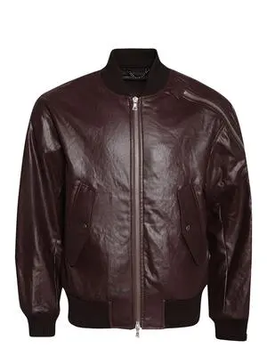 Dries Van Noten Faux-leather Bomber Jacket - Brown