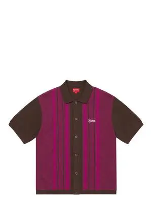 Supreme Stripe Button Up Polo - Brown