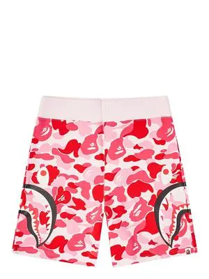 A BATHING APE Abc Camo Slide Shark Sweat Shorts - Pink