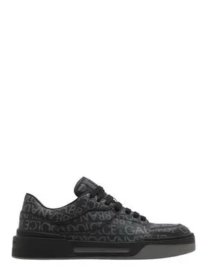 Dolce & Gabbana Roma Low Jacquard Logo Sneakers - Black