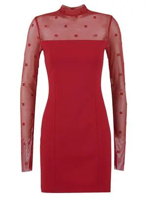 Givenchy Midi Tubino Dress Mock Neck - Red
