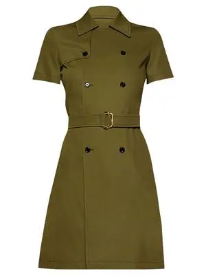 Burberry Double-breasted Belted Dress - Green