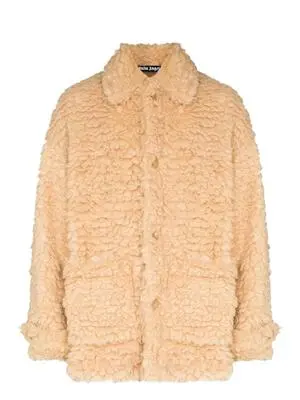Palm Angels Curly Pea Coat - Tan