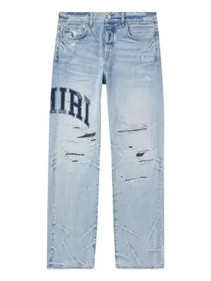 Amiri Varsity Logo Straight Jeans - Blue