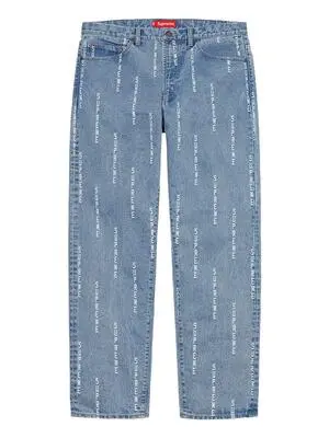 Supreme Logo Stripe Jacquard Regular Jean - Blue
