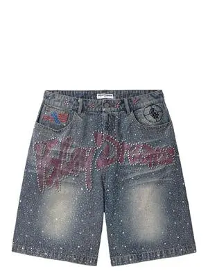 VALE FOREVER Iced Out Jorts - Blue