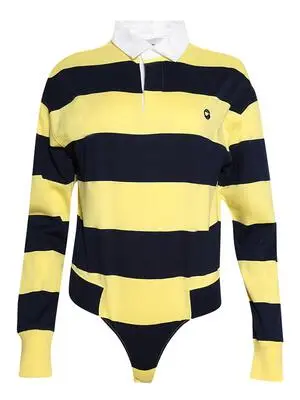 Coperni Logo Embroidered Striped Polo Bodysuit - Yellow
