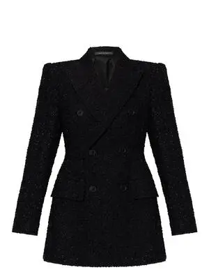 Balenciaga Hourglass Tweed Jacket - Black