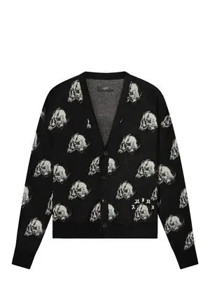 Amiri X Wes Lang Repeat Skull Cardigan - Black