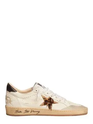 GOLDEN GOOSE Ball Star Leopard Sneakers - White