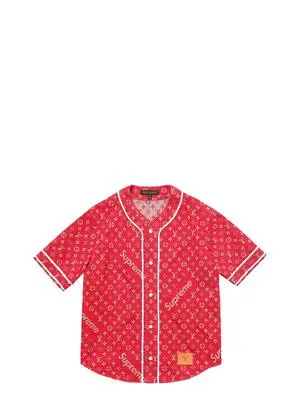 LOUIS VUITTON Jacquard Denim Baseball Jersey - Red