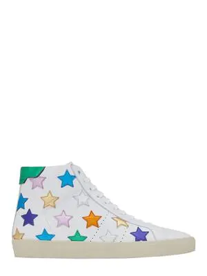 Saint Laurent Court Classic Sl/06 Metallic California High Top Sneakers - White