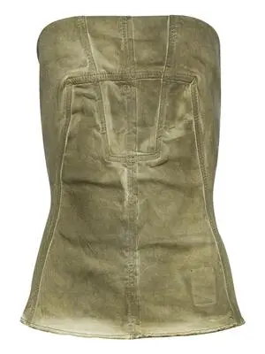 Rick Owens Porterville Stretch Denim Bustier Top - Green