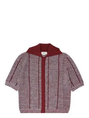 LANVIN Lace Knit Button-up Polo - Red
