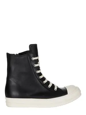 Rick Owens Concordians Leather High Top Sneakers - Black