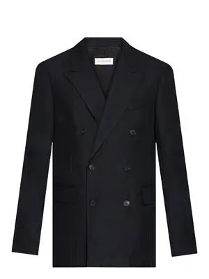 Dries Van Noten Slim Fit Double Breasted Blazer - Blue