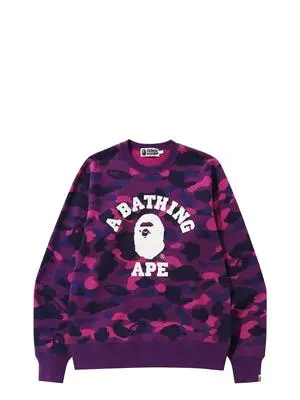 A BATHING APE Color Camo College Crewneck - Purple