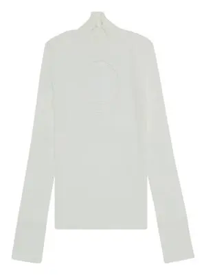 COURREGES Circle Mockneck Rib Knit Sweater - White