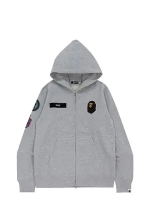 A BATHING APE Military Patch Zip Hoodie - Grey