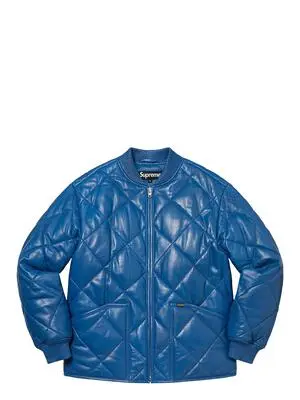 Supreme Quilted Leather Work Jacket - Blue