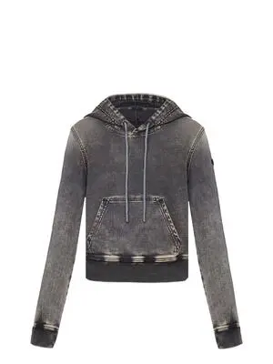 DIESEL® D-angy-hood Track Cropped Denim Hoodie - Black