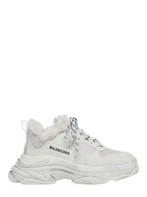 Balenciaga Triple S Faux Fur Sneakers - Grey