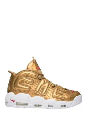 Nike Supreme X Air More Uptempo Metallic Sneakers - Gold