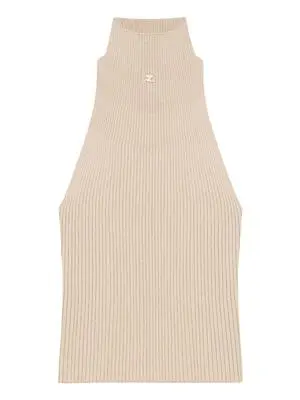 COURREGES Mockneck Light Rib Top - Brown