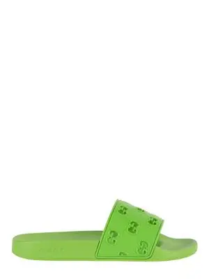 Gucci Gg Rubber Slide - Green