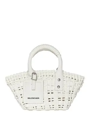 Balenciaga Bistro Xxs Basket With Strap - White