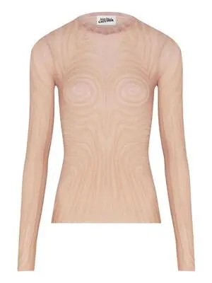 Jean Paul Gaultier Spiral Printed Mesh Top - Pink