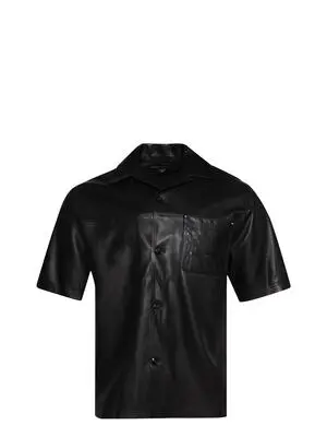 Amiri Leather Camp Shirt - Black
