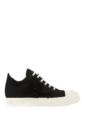 Rick Owens Fogachine Slashed Stretch Denim Low Sneakers - Black