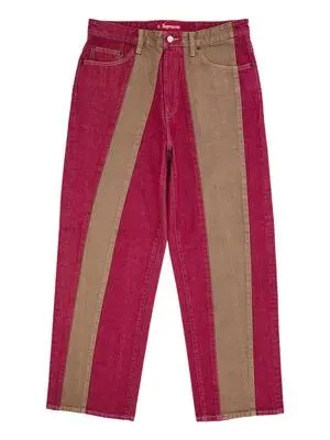 Supreme Paneled Stripe Baggy Jean - Red