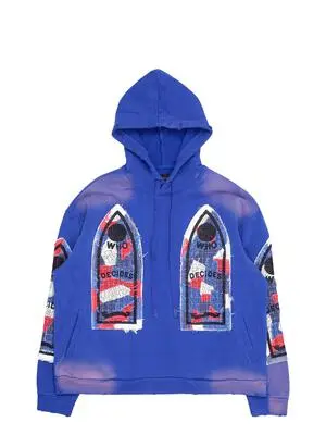 WHO DECIDES WAR BY EV BRAVADO Glory Fabricated Hooded Pullover - Blue