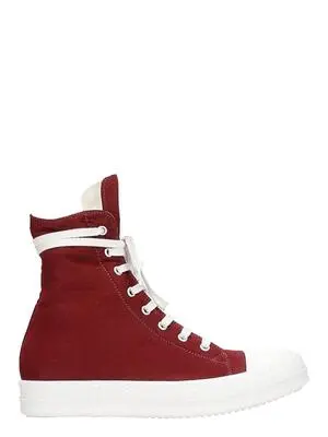 Rick Owens Twill High Top Sneaker - Red