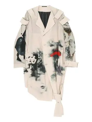 Yohji Yamamoto Patterned Double Jacket With Epaulettes - White