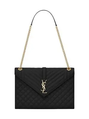 Saint Laurent Large Envelope Chain Bag - Black