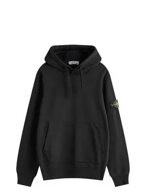 Stone Island Fleece Garment Dyed Hoodie - Black