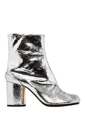 MAISON MARGIELA Tabi Cracked Metallic Ankle Boots - Silver