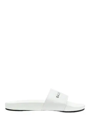 Balenciaga Logo Slides - White
