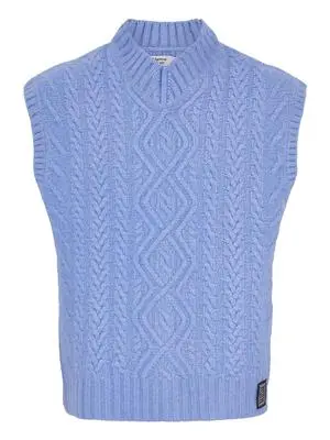 Martine Rose Boiled Cable V-neck Vest - Blue