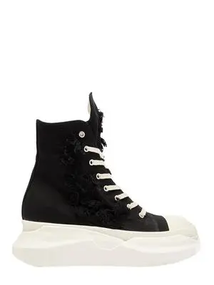 Rick Owens Strobe Denim Slashed High-top Sneakers - Black